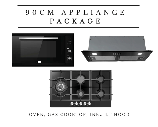90cm Cooking Appliance Package | Gas Cooktop, Oven & Inbuilt Hood ...