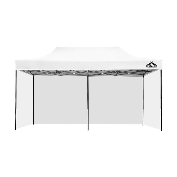 Instahut - Pop Up Gazebo or Marquee with Side Walls 3m x 6m - White ...